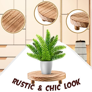 Geetery 4 Pcs Wooden Risers for Display Wood Pedestal Stand Mini Tray Stand Round Wooden Pedestal Holder Rustic Riser for Decor Tiered Tray Decor Home Kitchen, 4 Size(Light Brown)