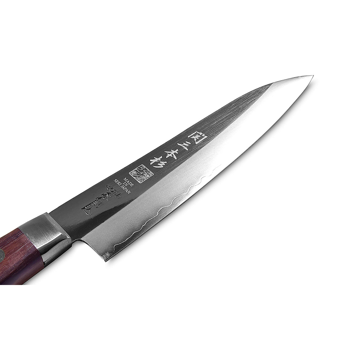 Seki Japan Japanese Seki SANBONSUGI Utility Petty Knife, 8A Stainless Steel Fruit Knife, Rose Wood Handle, 120 mm (4.7 in)