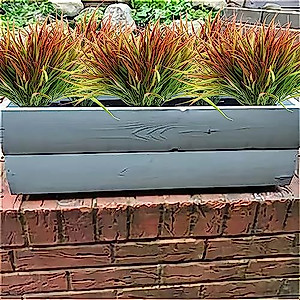 SzJias Fake Plants Outdoor Artificial Grass Plastic Plants UV Resistant Greenery (8 Pcs, Orange)