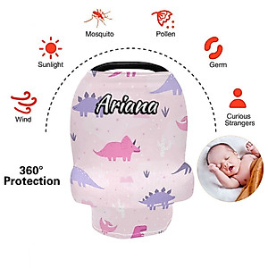 Custom Dinosaurs Stretchy Baby Car Seat Canopy Presonalized Infant Stroller Cover Multi Use Carseat Cover Customized Nursing Cover for Baby Boy and Girl