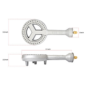 COOKAMP Cast Iron Propane Burner Head 60000 BTU with Brass Fitting Orifice (SH12RH - DIY Burner & Regulator)