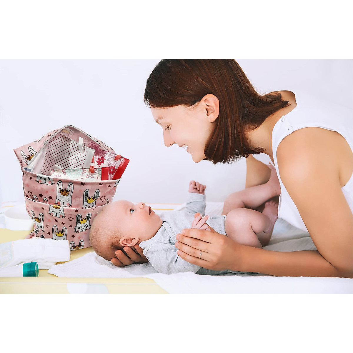 CasenBag Pink Wet and Dry Diapers Bag with Wet Wipes Cases KT-WDCB-008