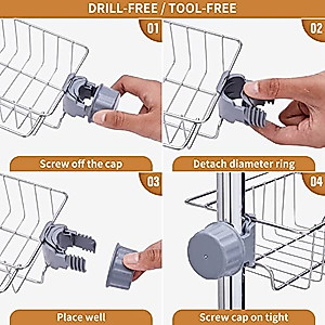 NCARSTER Stainless Steel Faucet Rack, 2 Pcs Kitchen Sink Caddy Faucet Rack with Hook - Detachable Scrubbers Soap Hanging Faucet Drain Rack for Bathroom (Silver -M)
