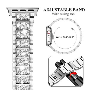 SUPOIX Compatible with Apple Watch Band 38mm + Case, Women Jewelry Bling Diamond Metal Strap & 2 Pack Protective Cover Cases for iWatch Series 3/2/1(Silver/38mm)