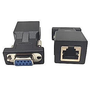 Qaoquda DB9 to RJ45 Female Adapter, 2 Pack, Black