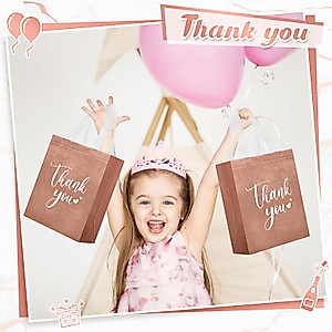 Sweetude 30 Pcs Thank You Gift Bags with Handles Bulk Reusable Goodie Bag Non Woven Foldable Handbag for Graduation Wedding Bridesmaid Gifts(10 x 8 x 4 Inch,Rose Gold)