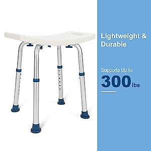 Zler Shower Chair, Adjustable Shower Seat 300lb, Medical Tool Free Shower Chair for Bathtub, Heavy Duty Shower Stool, Bath Seat Bench for Elderly, Senior, Handicap, Disabled