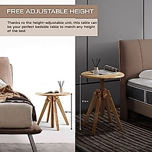 EVANIDEAS 22 inches Round Wood Cocktail Bar Table,Tall Bistro Pub Table,Adjustable 21.6''-37'' Height for Kitchen, Dining Room,Living Room,Easy Assembly,Wobble-Free,Natural.