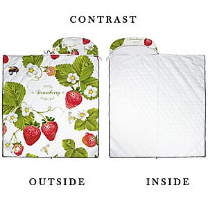 Outdoor Sleeping Bag Sleep Bag Cute Tea Fruit Strawberry Floral Flowers Cover Mat for Travel Camping Hiking Women Men Adult 3 Seasons
