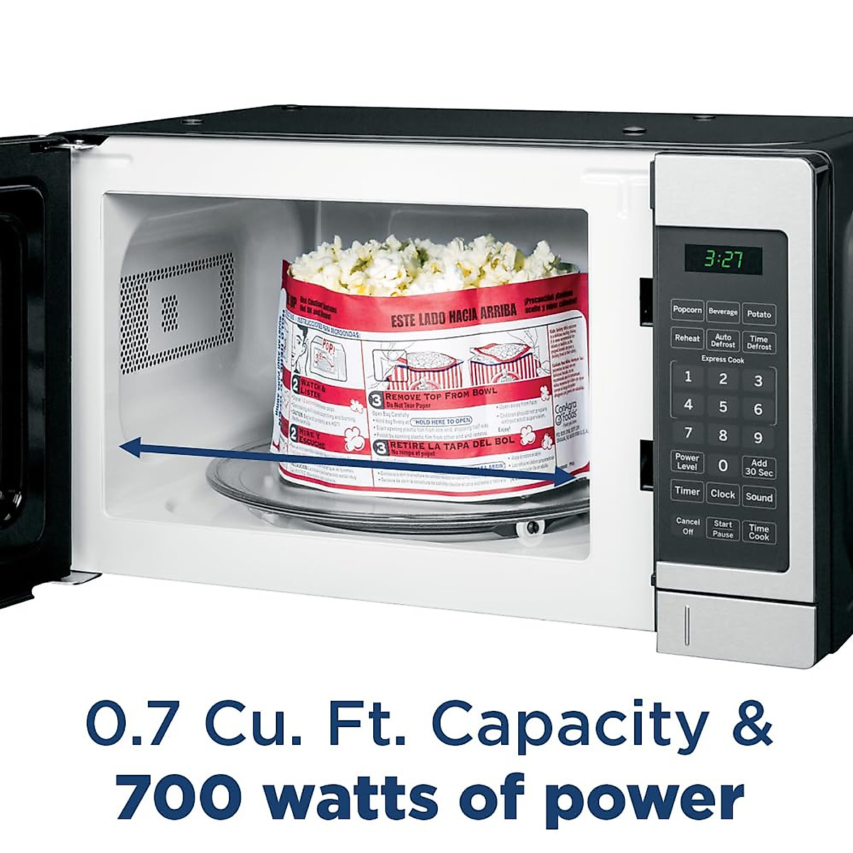 GE Countertop Microwave Oven | 0.7 Cubic Feet Capacity, 700 Watts | Kitchen Essentials for the Countertop or Dorm Room | White