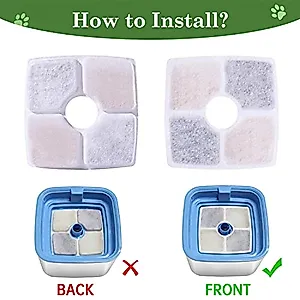 Cat Water Fountain Filters 6 Pack, 50% More Resin & Activated Carbon Filters,Genuine Square Replacement Filters for 84oz/2.5L Pet Fountain Dog Cat Drinking Water Dispenser Quadruple Filtration
