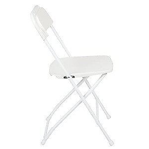 EMMA + OLIVER Set of 2 Plastic Folding Chairs - 650 LB Weight Capacity Lightweight Stackable Folding Chair in White