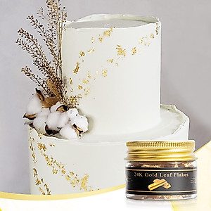 Edible Gold Flakes, 30mg 24k Gold Leaf Foil Flakes for Cake Baking, Dessert, Skincare,Chocolates, Food Decoration, Health,Drinkings…