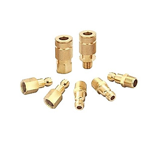 T TANYA HARDWARE Coupler and Plug Kit (14 Piece), Automotive Type C, 1/4 in. NPT, Solid Brass Quick Connect Air Fittings Set