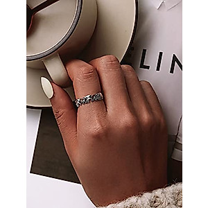 BISAER 925 Sterling Silver Elephant Family Retro Style Round Engagement Ring for Women Size 6-9