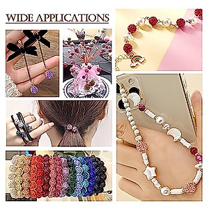 Beadthoven 100pcs 10mm Mixed Color Glass Rhinestone Clay Pave Round Beads, Disco Rhinestone Crystal Shamballa Beads for Jewelry Making (0Round-100pcs#