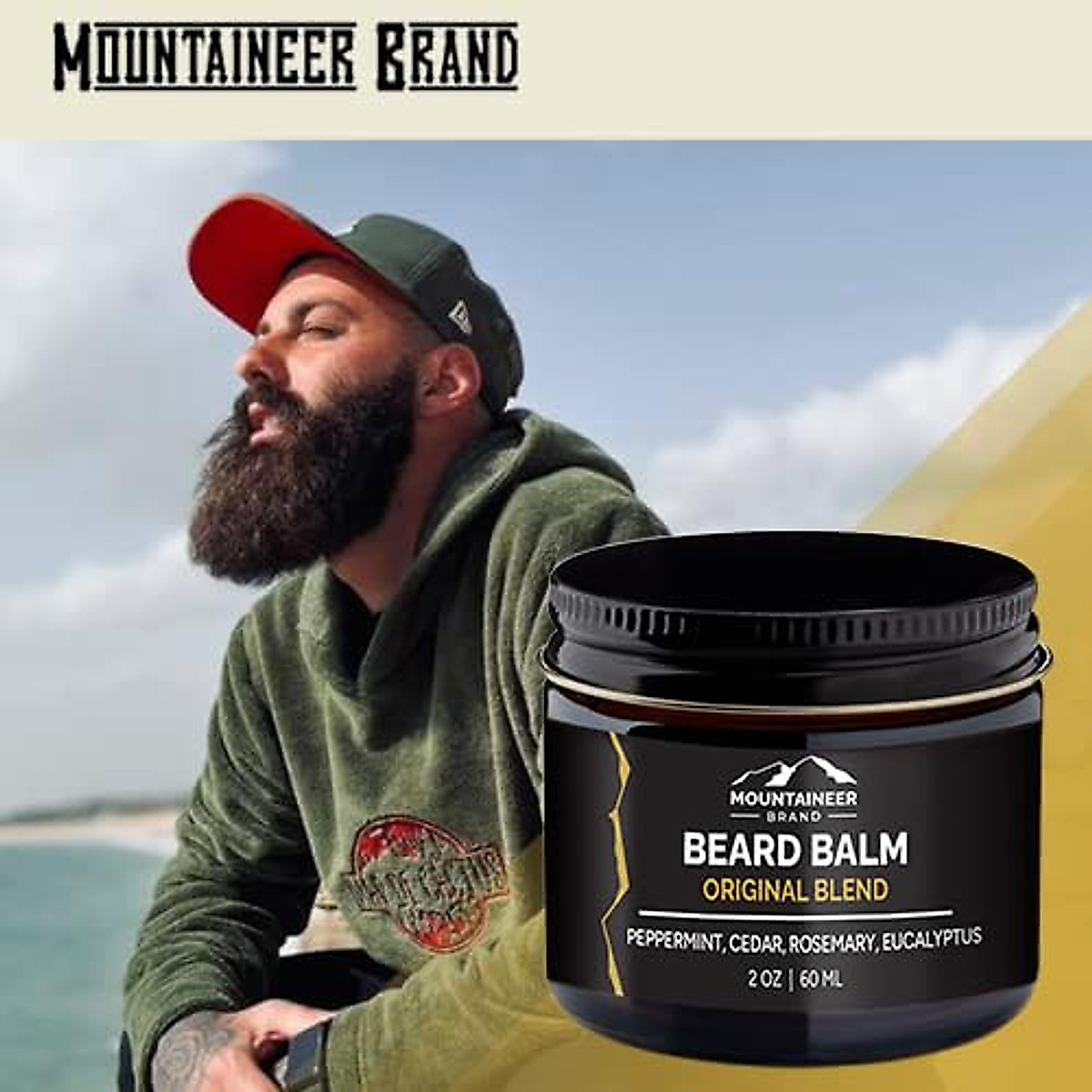 Mountaineer Brand Beard Balm for Men | All Natural Leave-In Conditioner to Moisturize Dry Itchy Skin | Beard Butter Hydrates, Softens and Tames Flyaway Hair | Adds Shine | Original Scent 2oz