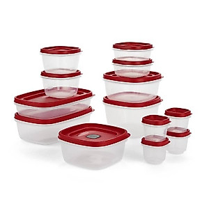 Rubbermaid Easy Find Lids Food Storage Containers, Racer Red, 26 Piece Set