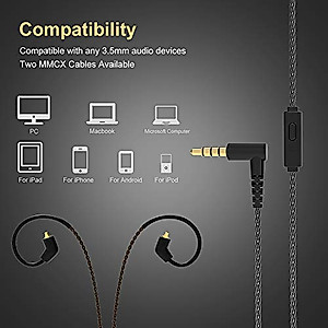 BASN Metalen in-Ear Monitors Headphones,4 Drivers Musicians Noise Isolating IEMs with Deep Bass, Two Detachable MMCX Cables with Case for Singers,Drummers,Bassists(Matt Black)