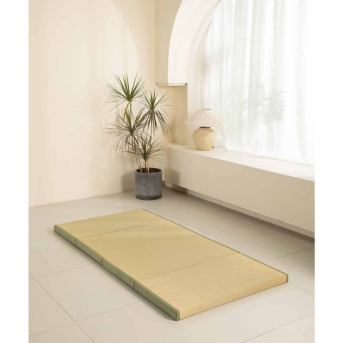 MustMat Thick Tatami Mat Twin XL Floor Mattress Japanese Tatami Bed with Storage Bag 39 x 80 x 2 in (Green)