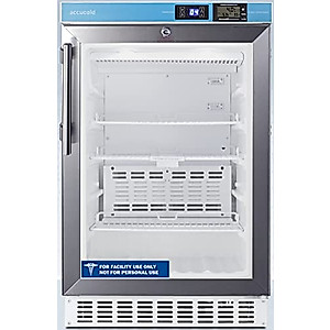 Summit Appliance ACR46GLCAL Pharmacy ADA Compliant 20" Wide All-refrigerator with NIST Calibrated Alarm/Thermometer, Stainless Steel Trimmed Glass Door, Frost-free, Self-closing Door and Lock