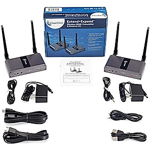 ClearClick Extend+Expand Wireless HDMI Transmitter & Receiver Kit - 5 GHz, Up to 650' Range, IR & USB Transmission (1 Transmitter + 1 Receiver Kit, Supports 4 RX)