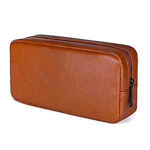 PU Leather Pencil Bag Pen Case, Large Capacity Stationery Pouch Pencil Holder Desk Organizer, Portable Pencils Pens Pouch for Electronic Organizer and Office Supplies (Brown)