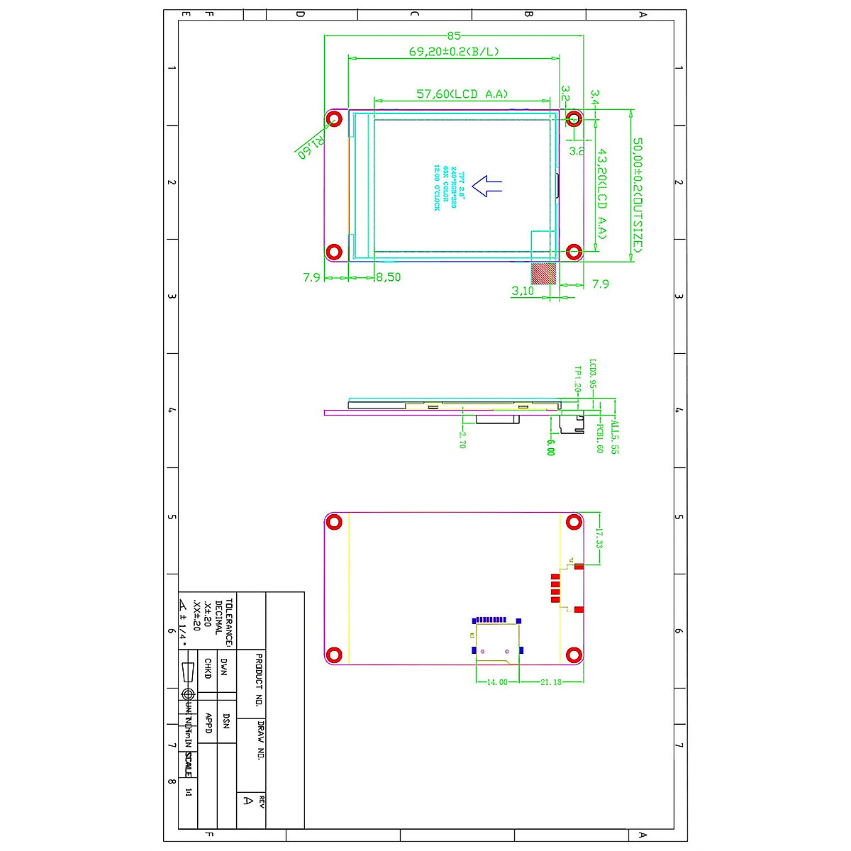 Ferwooh Nextion Basic Display 2.8'' NX3224T028 2.8inch TFT Resistive Touch Screen Panel 320X240 UART HMI LCD Display Module