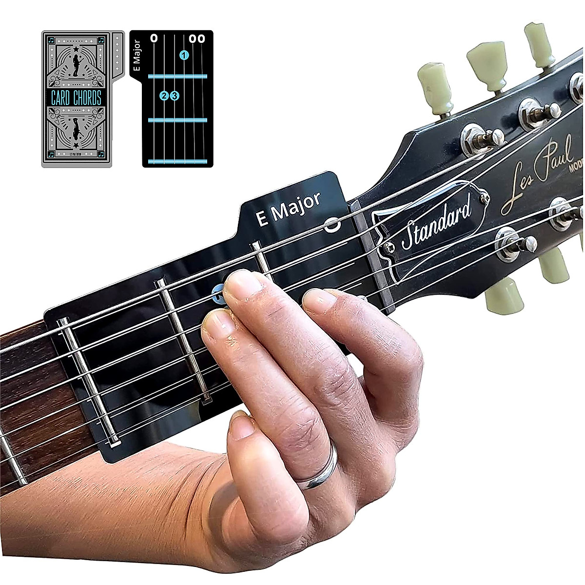 Learn Guitar in Minutes Card Chords (Gibson Edition) GUITAR CHORDS allow you to PLAY an ELECTRIC Guitar while the CARD is on the FRETBOARD Made in USA Music Gift