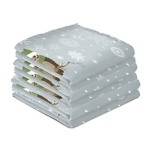 SLHKPNS Snowman Birds Kitchen Dish Towel Set of 4,Christmas Owls 18x28in Absorbent Dishcloth Reusable Cleaning Cloths for Household Use