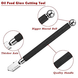 8 Pieces Glass Mosaic Cutter Kits, Including Wheeled Glass Tile Nipper, Glass Running Plier, Breaking Plier, Hex Wrench and Pencil Style Oil Feed Glass Cutting Tool, 2 Blades and Oil Dispenser
