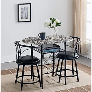 Kings Brand Furniture Somis Pub Dining Set, Black