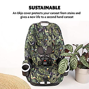 UKJE Liner Car Seat Cover Compatible with Graco 4ever DLX 4-in-1 Car Seat, CPSC Compliant Standards, Car Seat Liner Protector, Convertible Car Seat, Travel Accessories, Cotton Cover - Green Monkey