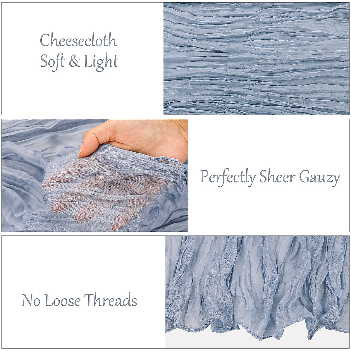 12 Pcs Cheesecloth Table Runner 13FT Boho Rustic Gauze Table Runner Bulk 35x157Inch Romantic Cheese Cloth Sheer Table Runner Decor for Wedding Dining Holiday Event Birthday Anniversary(Dusty Blue)