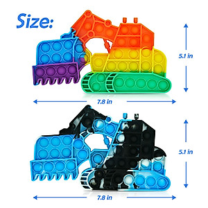 JLiup Excavator Fidget Pop Toys,2 Pack Push Bubble Sensory Tractor Silicone Toy, Popper Toys Special Needs Anti-Anxiety Stress Reliever Squeeze Toy for Boys Easter Halloween Basket Stuffers