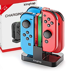KINGTOP Charging Station Compatible for Nintendo Switch Joy-Con & OLED Model Controllers Charger Dock Stand with Individual LEDs Indicator and Type C Charging Cable
