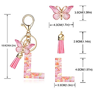 OKAICEN Fashion Alphabet Initial Letter Keychain Tassel Butterfly Pendant Key Ring for Purse Handbags Women Girl ('L')