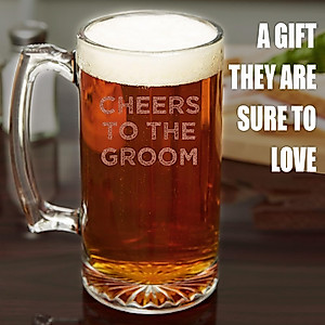 Personalized Etched Custom Message 25oz Glass Beer Mug, Your Text Here, Customized Engraved Groomsmen Gifts, Custom Beer Gifts for Men, Birthday Gifts for Him, Regalos Personalizados para Hombre