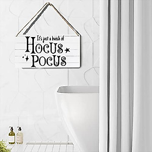 Funny Sign Decor It's Just a Bunch of Hocus Pocus Wooden Sign Plaque Wall Hanging Posters Artwork 12”X6” Rustic Home Decoration