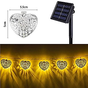 YUEWEIWEI Solar String Outdoor Garden Light Rustproof Silver Heart Shaped LED Light 20 LED Solar Fairy Tale String Light Garden Light Home Decoration