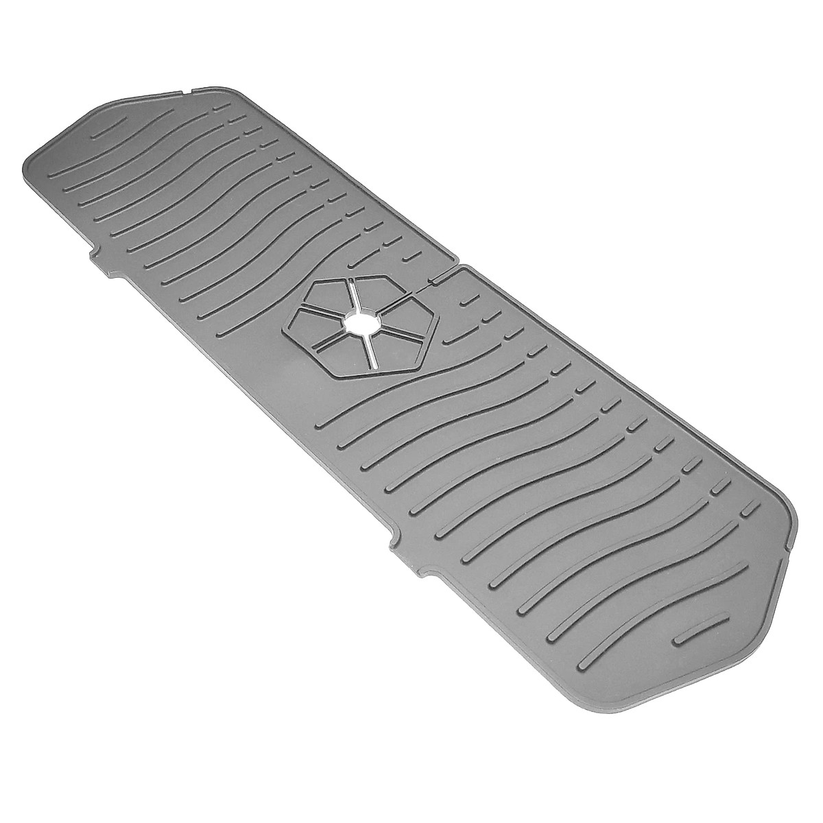 Kitchen Sink Splash Guard Behind Faucet, Longer Faucet Water Catcher Mat for Countertop, Drip Catcher Tray, Non-Slip Sink Protector, Grey