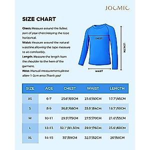 JOCMIC Boy Rash Guard Shirts Boys Swim Shirts UPF 50+ Sun Protection Long Sleeve Quick Dry Shirts Black 8-9Y
