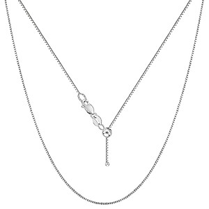 Verona Jewelers Sterling Silver Adjustable Box Chain Bolo Necklace| Sterling Silver Box Chain| 925 Sterling Silver Pendant Necklace | Adjust UP to 24 INCHES