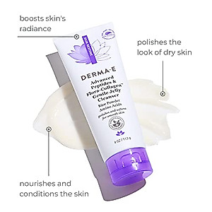 Derma E Advanced Peptides and Flora-Collagen Gentle Jelly Cleanser – Cleansing Face Wash Brightens, Hydrates and Reduces Appearance of Facial Lines and Wrinkles, 4 Oz