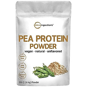 Micro Ingredients North American Grown, Pea Protein Powder, 5 Pounds | Plant Based, Unflavored | Complete Vegan Protein Source – 27g Serving | Rich in BCAAs & EAAs | Non-GMO, Keto Friendly