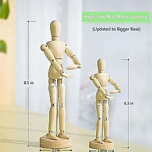 Melphoe 4 Pack Air Plant Holder Wooden Jointed Mannequin Tabletop Flexible Shape Adjustable Pose & DIY Accessories Decor Planter Tillandsia Air Fern Display Stand for Home, Office