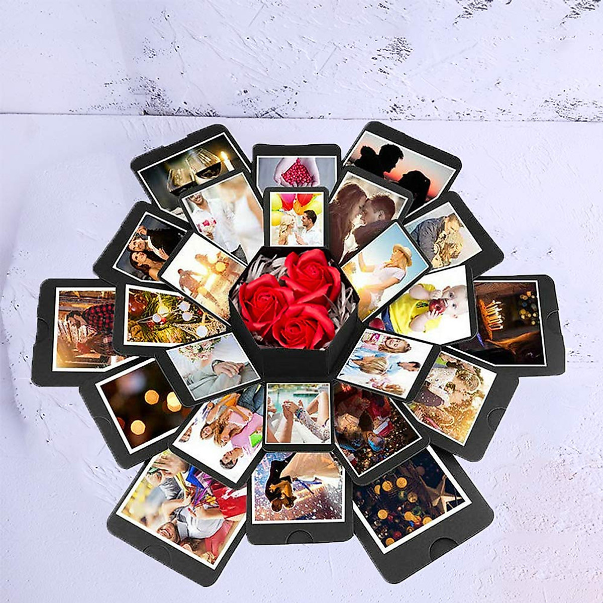Explosion Gift Box Set,DIY Photo Album Box,Surprise Exploding Love Box for Couples,Sentimental Gift for Wedding Box,Birthday Party,Boyfriend,Girlfriend,Scrapbook Style DIY Photo Album,Memory Box