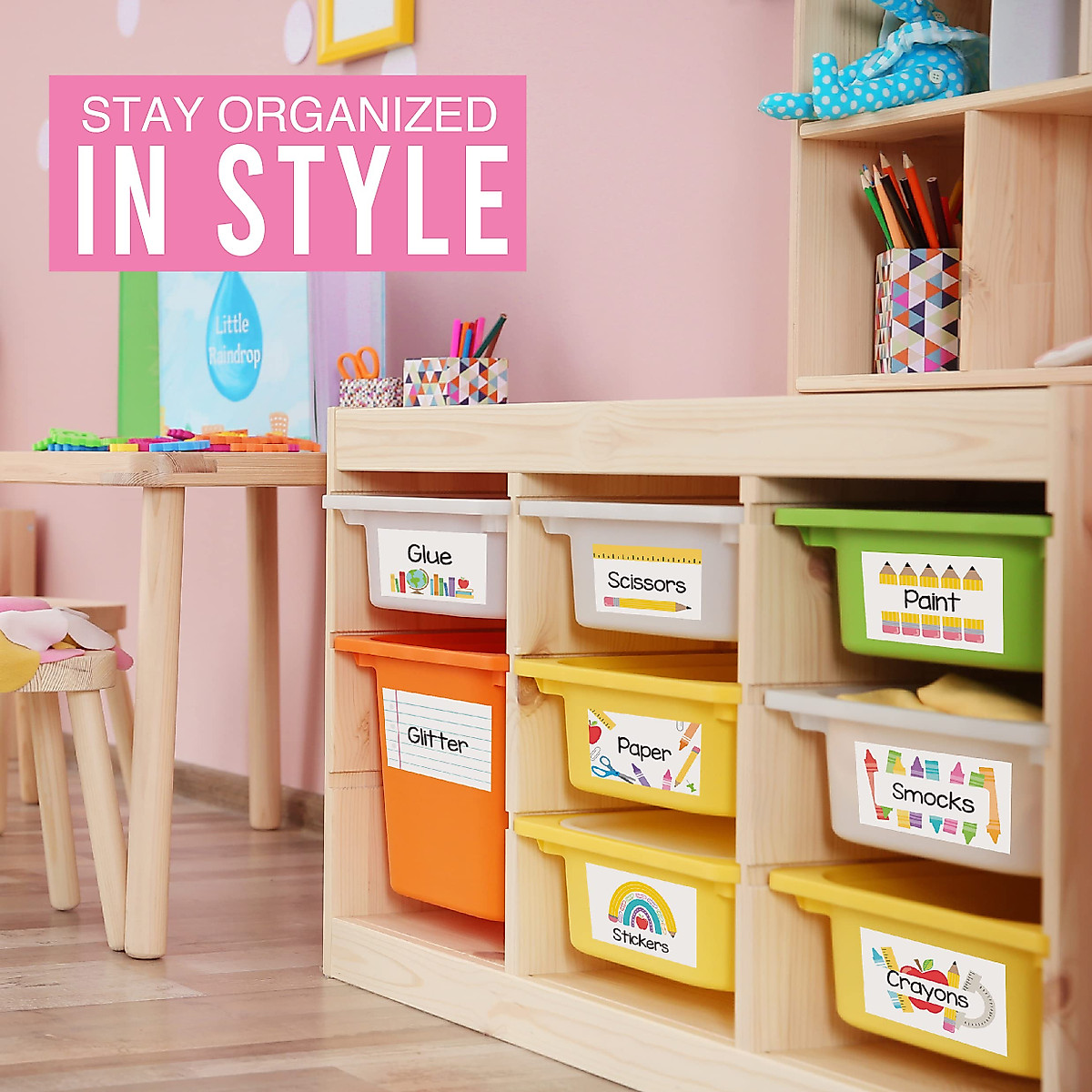 56 Classroom Name Tags Self Adhesive Stickers - Easy Organization