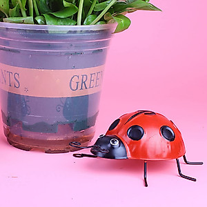 IMIKEYA 4pcs Wrought Iron Lawn Ladybug Simulation Ladybug Simulated Ladybug Garden Ladybug Iron Art Ladybug Iron Ladybug Yard Ladybug Decoration Ladybug Model Ladybug Decorations