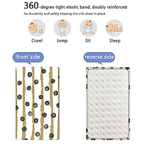 Polka Dot Themed Fitted Mini Crib Sheets,Portable Mini Crib Sheets Soft Toddler Mattress Sheet Fitted-Crib Mattress Sheet or Toddler Bed Sheet,24“ x38“,Pale Brown Charcoal Grey